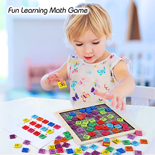 GEMEM Wooden Montessori Math Counting Hundred Board Toys, 1-100 Consecutive Numbers Learning & Educational Game Toy for Kids Toddlers 3 Year Old with Storage Bag