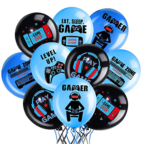 Video Game Balloons Gamer Birthday Party Balloons Gaming Latex Balloon Game Controller Balloon Garland Arch Kit for Kids Boys Girls Game Themed Party Supplies Game On Level Up Party Decorations