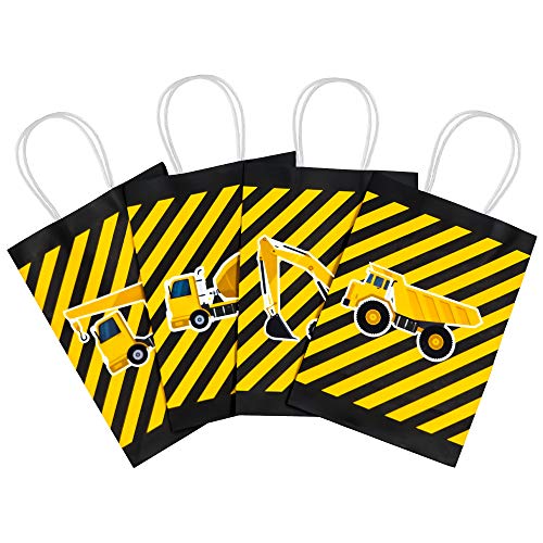 16 PCS Construction Theme Goodie Favor Bags,Truck Themed Candy Treat Bags Gift Bags for Kids Boys, Theme Party Supplies Decorations