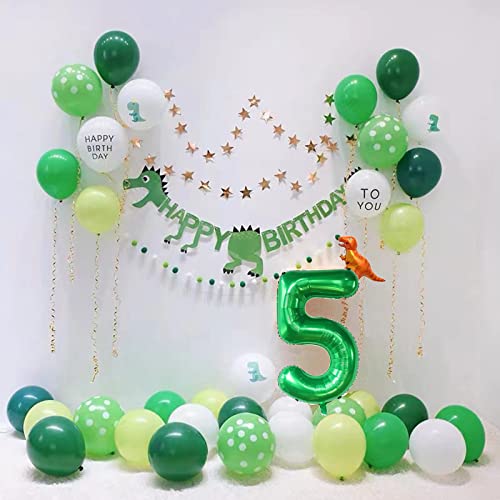 40 Inch Green Number 2 & Mini Dinosaur Balloon for Boys Birthday Party Decorations, 2nd Birthday Dinosaur Party Supplies Jungle Theme Green Birthday Patry Balloons Decorations