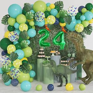 40 Inch Green Number 2 & Mini Dinosaur Balloon for Boys Birthday Party Decorations, 2nd Birthday Dinosaur Party Supplies Jungle Theme Green Birthday Patry Balloons Decorations