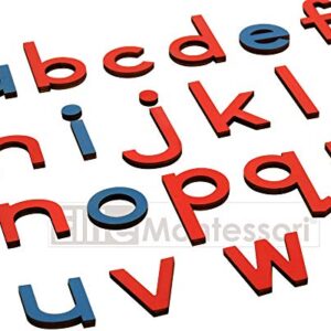 Elite Montessori Wooden Movable Alphabet with Box Preschool Spelling Learning Materials (Red & Blue, 5mm Thick)