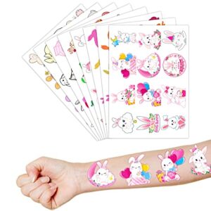 8 Sheets (96PCS) Bunny Tattoo Stickers Themed Birthday Party Supplies Decorations Favors Decor For Kids Girls Boys Gifts Classroom School Prizes Rewards