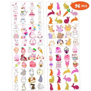 8 Sheets (96PCS) Bunny Tattoo Stickers Themed Birthday Party Supplies Decorations Favors Decor For Kids Girls Boys Gifts Classroom School Prizes Rewards