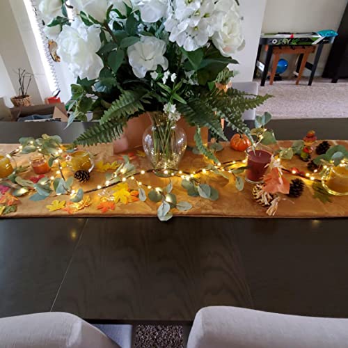 Lighted Eucalyptus Garland Vines with Lights Mantle Garland with Timer Battery Operated 6FT 96 LED for Wedding Decor Fall n Spring Decorations Christmas Fireplace Table Party Decor