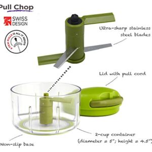 Kuhn Rikon Pull Chop Chopper/Manual Food Processor with Cord Mechanism, Green, 2-Cup & Rikon Auto Safety LidLifter/Can Opener with Ring Pull, 8 x 2.5 x 2.75 inches, Black