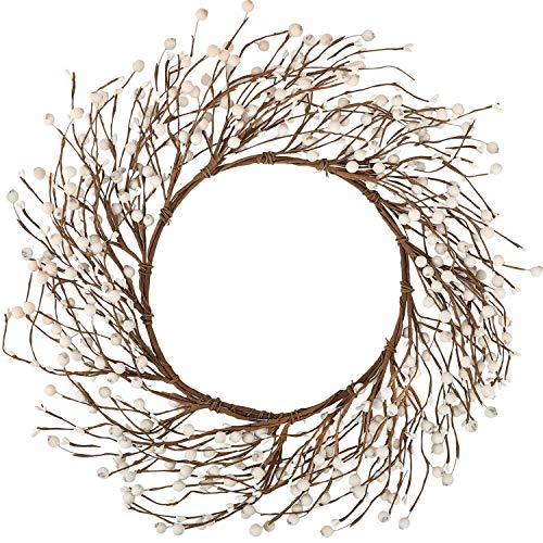 Whonline 18 Inches Pip Berry Wreath Christmas Wreath Off White Winter Wreath for Festival Celebration Front Door Wall Window Home Decor