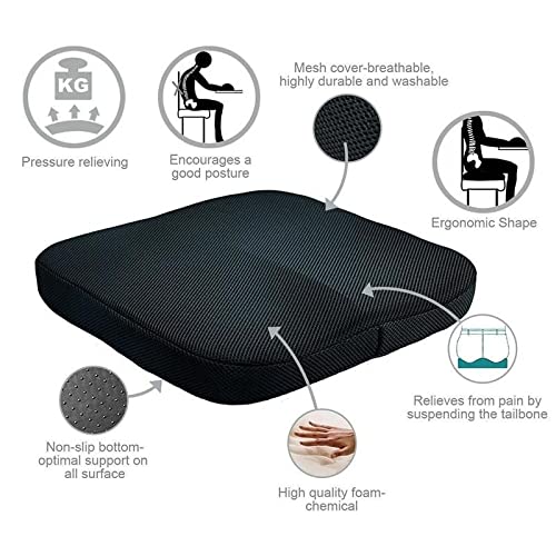 NNAA Orthopedic Cushion Ergonomic Chair Pad Memory Foam Seat Cushion Tailbone Sciatica Back Pain Relief Comfort Office Chair Car Seat Cushion Non-Slip style2