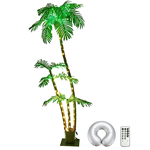 Spurgehom 6FT Lighted Palm Trees Outdoor Christmas Tree for Decorations Decor LED Artificial Fake Trees Lights for Indoor, Holiday, Backyard, Poolside, Garden