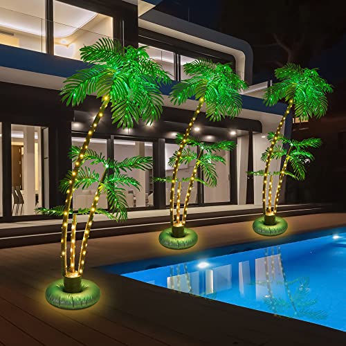 Spurgehom 6FT Lighted Palm Trees Outdoor Christmas Tree for Decorations Decor LED Artificial Fake Trees Lights for Indoor, Holiday, Backyard, Poolside, Garden