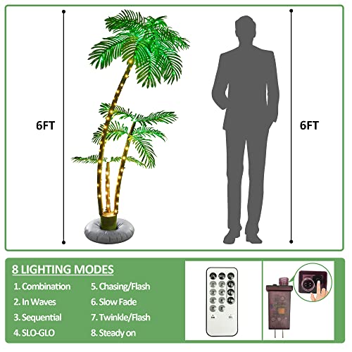 Spurgehom 6FT Lighted Palm Trees Outdoor Christmas Tree for Decorations Decor LED Artificial Fake Trees Lights for Indoor, Holiday, Backyard, Poolside, Garden