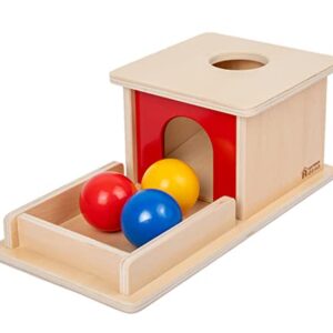 Adena Montessori Full Size Object Permanence Box with Tray Three Balls Montessori Toys for 6-12 Month Infant 1 Year Old Babies Toddlers