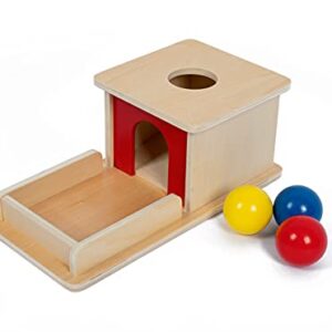 Adena Montessori Full Size Object Permanence Box with Tray Three Balls Montessori Toys for 6-12 Month Infant 1 Year Old Babies Toddlers