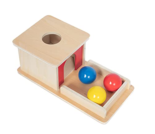 Adena Montessori Full Size Object Permanence Box with Tray Three Balls Montessori Toys for 6-12 Month Infant 1 Year Old Babies Toddlers