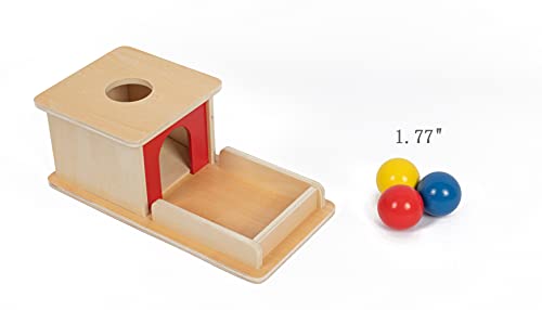 Adena Montessori Full Size Object Permanence Box with Tray Three Balls Montessori Toys for 6-12 Month Infant 1 Year Old Babies Toddlers