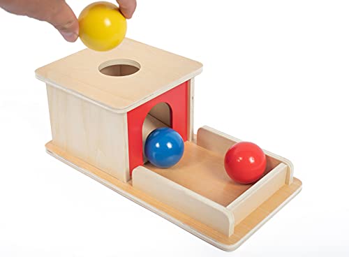 Adena Montessori Full Size Object Permanence Box with Tray Three Balls Montessori Toys for 6-12 Month Infant 1 Year Old Babies Toddlers