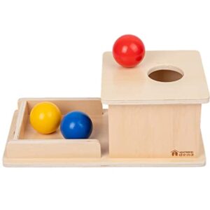 Adena Montessori Full Size Object Permanence Box with Tray Three Balls Montessori Toys for 6-12 Month Infant 1 Year Old Babies Toddlers