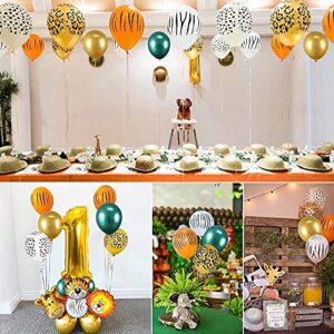 First Birthday Party Jungle Safari Themed 1st Birthday Wild One Party Balloons Decorations Backdrop With Animal Balloons for Kids Boys Girls Party Supplies (1st Safari Theme Birthday)