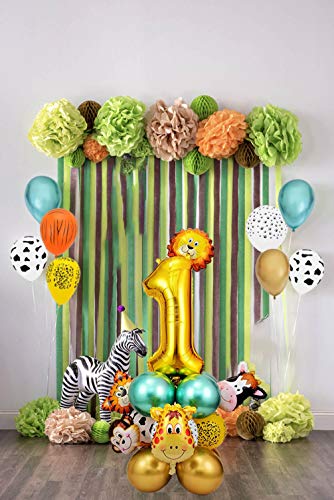 First Birthday Party Jungle Safari Themed 1st Birthday Wild One Party Balloons Decorations Backdrop With Animal Balloons for Kids Boys Girls Party Supplies (1st Safari Theme Birthday)