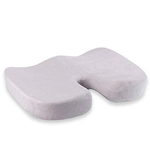 HALOUK Non-Slip Memory Foam Seat Cushion, Ergonomic Comfort Chair Cushion Portable for Office Chair Car-Gray flannel-35X46X6cm