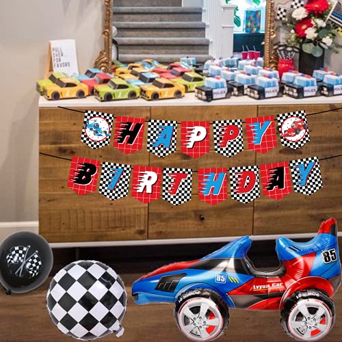 Race Car 2nd Birthday Party Supplies Two Fast Balloons Cake Topper Race Car Happy Birthday Banner for 2 Year Old Boys Racing Theme Birthday Party Decorations