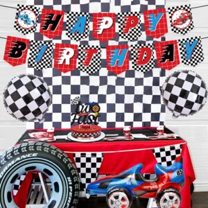 Race Car 2nd Birthday Party Supplies Two Fast Balloons Cake Topper Race Car Happy Birthday Banner for 2 Year Old Boys Racing Theme Birthday Party Decorations