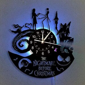 the nightmare before christmas vinyl record wall clock led light 12" vinyl cd quartz clock |creative hanging lamp 7 color luminous wall clock (with led) | handmade interior home decor