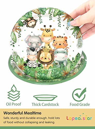 Safari Baby Shower Decorations Boy Plates Napkins and Tablecloth Set Serves 25,Jungle Animal Theme Birthday Party Supplies