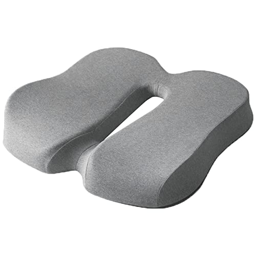 Ergonomic Memory Foam Seat Cushion for Office Chair Cushion Car Seat Cushion,Sciatica and Lower Back Pain Relief Anti Slip Cushion for Wheelchair Truck -Light Grey-47×40×9cm