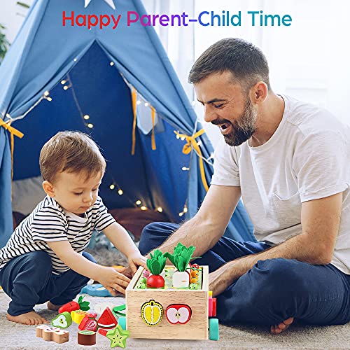 Toddlers Montessori Wooden Educational Toys for Baby Boys Girls Age 2 3 4 Year Old, Shape Sorting Toys Gifts for Kids 2-4, Wood Preschool Learning Fine Motor Skills Game