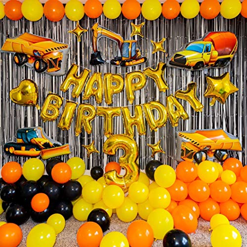 Construction Birthday Party Supplies 2 Years Old Construction Truck Birthday Party Supplies for Boys 2nd Birthday Decorations Toddler Birthday Party with Dump Truck Balloon and Concrete Mixer Balloon (second birthday)