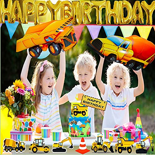 Construction Birthday Party Supplies 2 Years Old Construction Truck Birthday Party Supplies for Boys 2nd Birthday Decorations Toddler Birthday Party with Dump Truck Balloon and Concrete Mixer Balloon (second birthday)