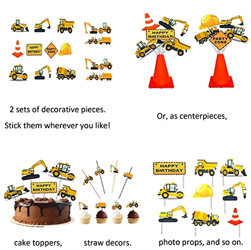 Construction Birthday Party Supplies 2 Years Old Construction Truck Birthday Party Supplies for Boys 2nd Birthday Decorations Toddler Birthday Party with Dump Truck Balloon and Concrete Mixer Balloon (second birthday)