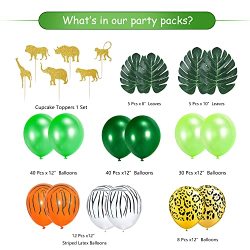 NAIWOXI Two Wild Birthday Decorations - Safari Jungle Theme 2nd Birthday Party Supplies Includes Banner, Backdrop, Balloons Arch, Tablecloth, Topper, Two Wild Jungle Safari Theme Party Decorations