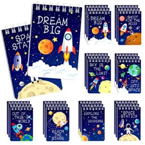 outer space mini notebook 32 pack kids space party favor galaxy goodie bags solar system science astronaut rocket planet small spiral pocket notepads for boys girls space theme birthday party supplies