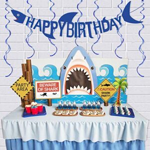 Shark Birthday Party Decorations,73 pcs Shark Theme Birthday Party Supplies for Kids,Boys Include Shark Balloons,Shark Birthday Banner,Shark Cake Topper for Ocean Theme Birthday Party