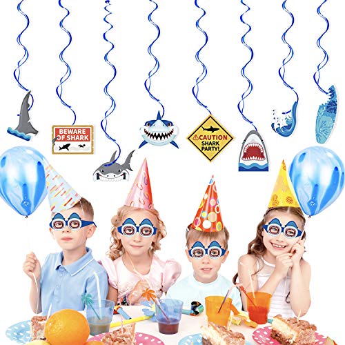 Shark Birthday Party Decorations,73 pcs Shark Theme Birthday Party Supplies for Kids,Boys Include Shark Balloons,Shark Birthday Banner,Shark Cake Topper for Ocean Theme Birthday Party