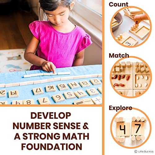 LITTLE BUD KIDS Counting Pegs - A Ten Frame Math Manipulatives Number Montessori Toy for Toddlers & Kindergarteners