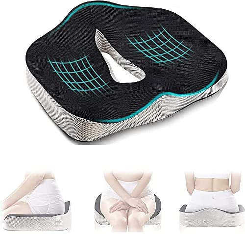 BUZZNN Seat Cushion for Office Chair, Desk Chair Car Seat Cushion for Tailbone Pain, Ergonomic Memory Foam Coccyx Seat Cushion for Sciatica, Back Pain Relief