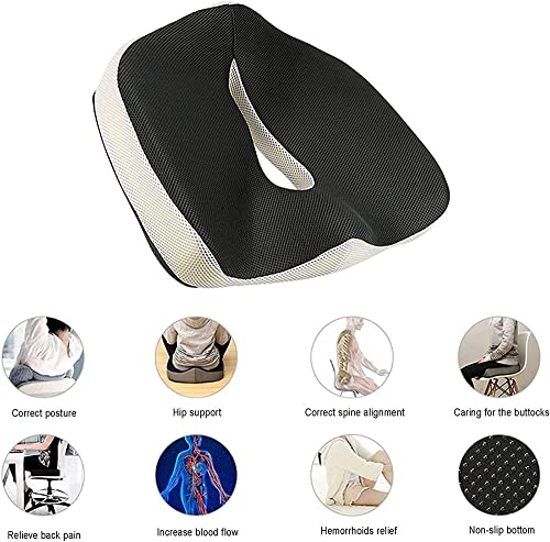 BUZZNN Seat Cushion for Office Chair, Desk Chair Car Seat Cushion for Tailbone Pain, Ergonomic Memory Foam Coccyx Seat Cushion for Sciatica, Back Pain Relief