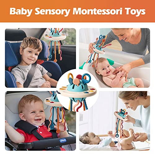 Montessori Toys for 1 Year Old,Travel Pull String Activity Toy for Babies 6-12 Months,Sensory Toys Fine Motor Skills Toys,Food Grade Silicone Fidget Infants Toys Gifts for Toddlers Boys Girls