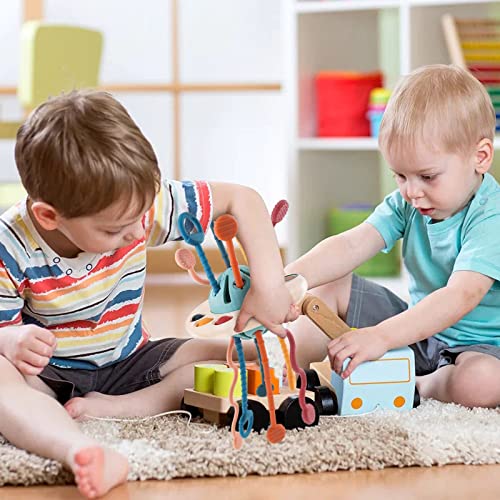 Montessori Toys for 1 Year Old,Travel Pull String Activity Toy for Babies 6-12 Months,Sensory Toys Fine Motor Skills Toys,Food Grade Silicone Fidget Infants Toys Gifts for Toddlers Boys Girls