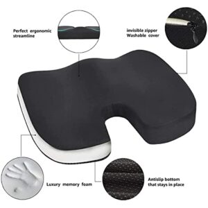 OZELS Premium U-Shaped Gel Seat Cushion - Non-Slip & Ergonomically Designed Using Orthopedic Gel Memory Foam for Optimal Back Support, Coccyx Tailbone Pain Relief, Sciatica, Hemorrhoids & More (Color