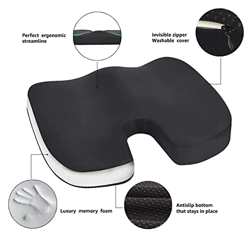 OZELS Premium U-Shaped Gel Seat Cushion - Non-Slip & Ergonomically Designed Using Orthopedic Gel Memory Foam for Optimal Back Support, Coccyx Tailbone Pain Relief, Sciatica, Hemorrhoids & More (Color