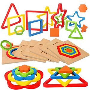 toddler puzzles wooden toys montessori shape sorting puzzle sensory toys toddlers activities preschool learning early educational travel autistic montessori toys 1 2 3 year old age 1-3