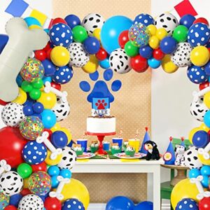 Amandir 155pcs Paw Balloons Garland Arch Kit with Bone & Paw Print Foil Balloons Red Yellow Blue Puppy Paw Latex Balloon for Dog Patrol Themed Birthday Party Decorations Baby Shower Supplies Boys Kids