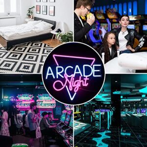 Looklight Arcade Night Neon Sign Game Room Decor,Light Blue Pink Led Neon Sign for Game Room USB Powered Led Sign Wall Decor for Room Party Gift， Aesthetic Room Decor,Arcade Decor,Gamer Room Decor