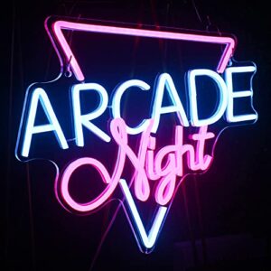 Looklight Arcade Night Neon Sign Game Room Decor,Light Blue Pink Led Neon Sign for Game Room USB Powered Led Sign Wall Decor for Room Party Gift， Aesthetic Room Decor,Arcade Decor,Gamer Room Decor