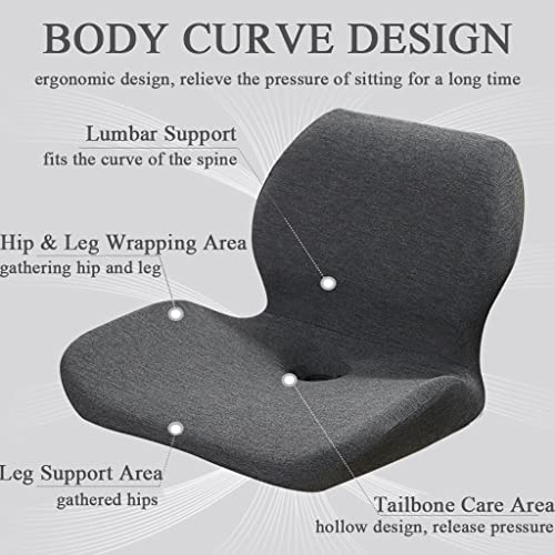 WAASHOP Heightening Seat Cushion for Short People, Breathable Memory Foam Car Seat Cushion with Zipper Comfortable Ergonomic Cushion for Office Chair Wheelchair Anti-Slip Car Seat Cover