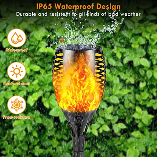 BOSSERN Solar Outdoor Lights,4pack Solar Flame Torch Lights with IP65 Solar Lights Outdoor Waterproof,Flickering Flame Garden Decor Lights,Auto On/Off Path Lights for Patio Garden Deck Yard Christmas